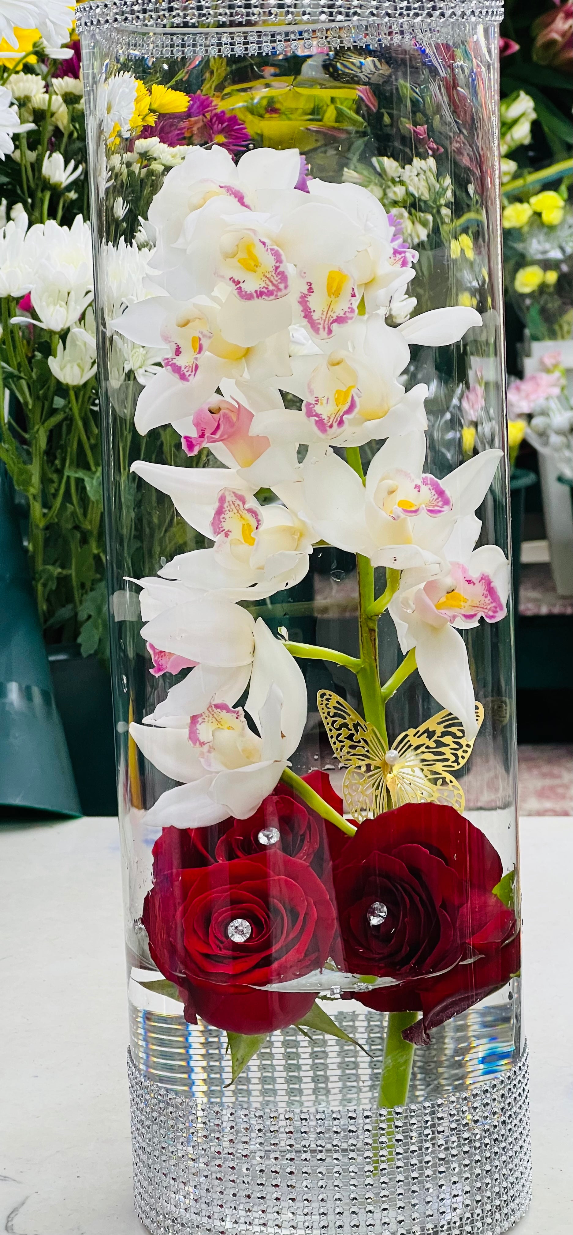 Orchid Glass Vase Flower Arrangement Because Sometimes Less Is More.